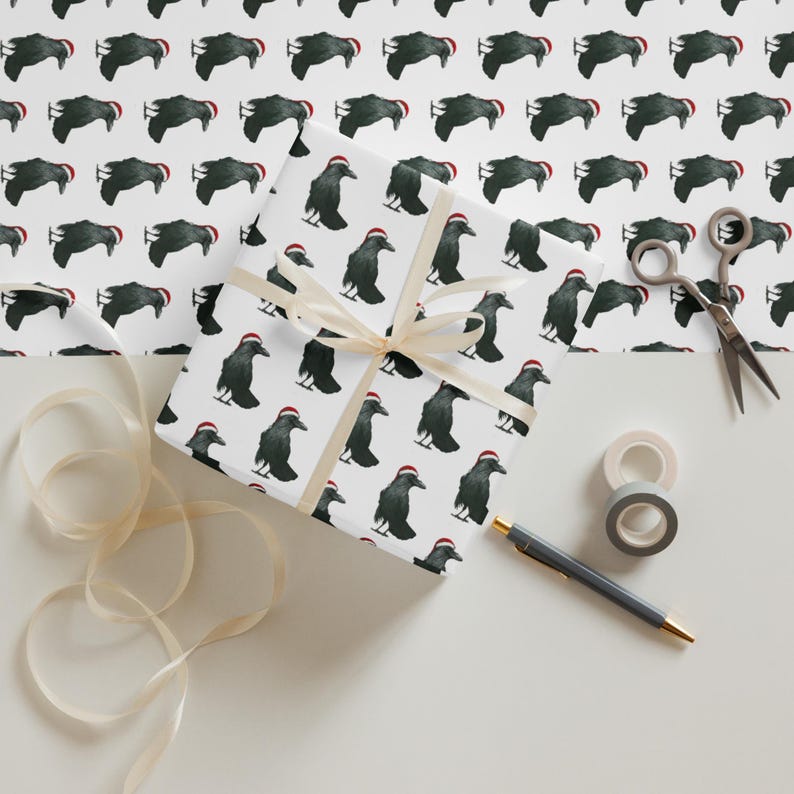 Christmas Crow Wrapping Paper | Set of 3 Wrapping Sheets | Unique ...