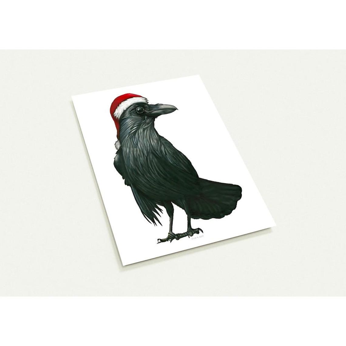 Santa Crow | Set of 10 Christmas Cards | Hand-drawn Christmas Cards ...