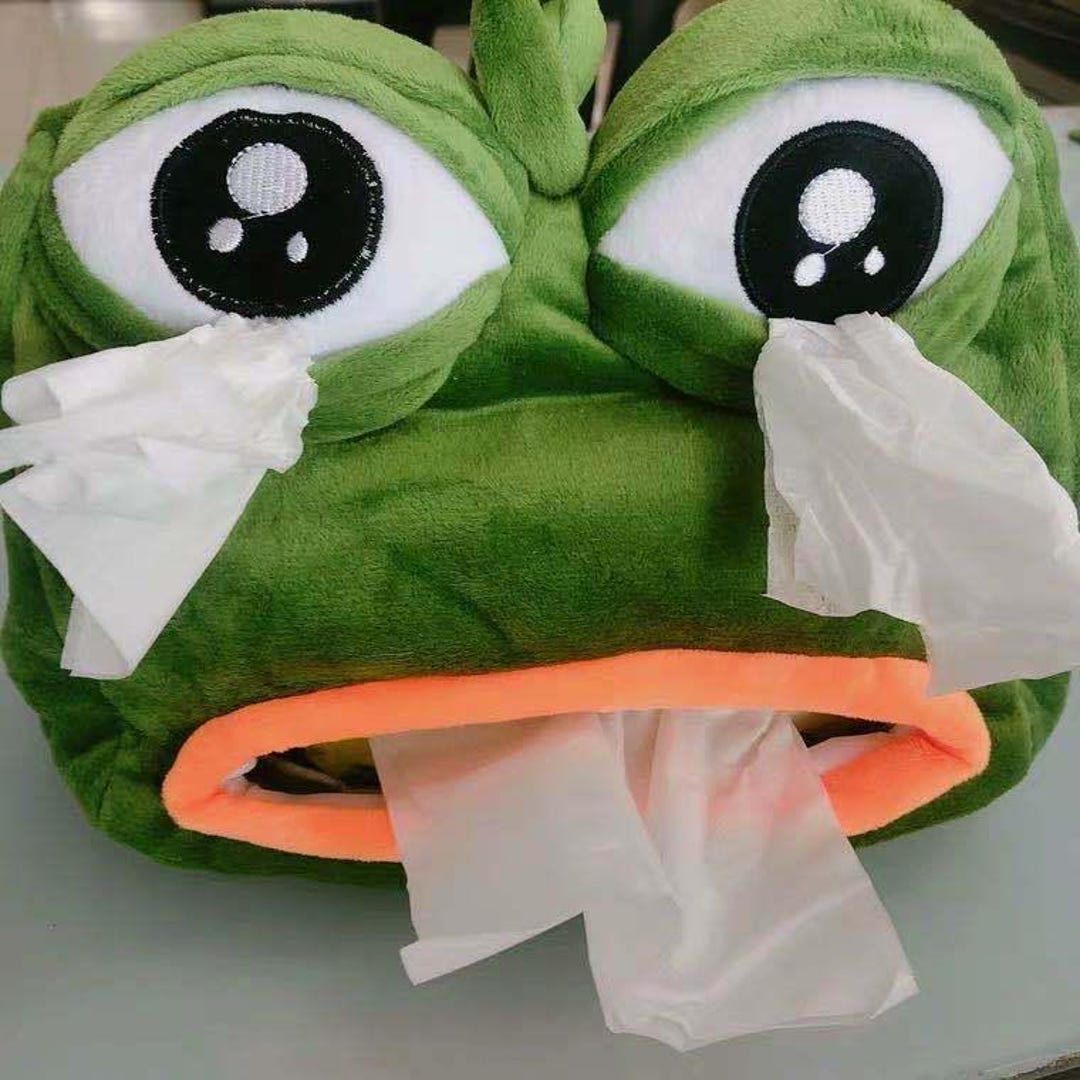 Pepe Frog Tissue Box Cover Sad Frog Dispenser for Tissues, Fun Meme ...