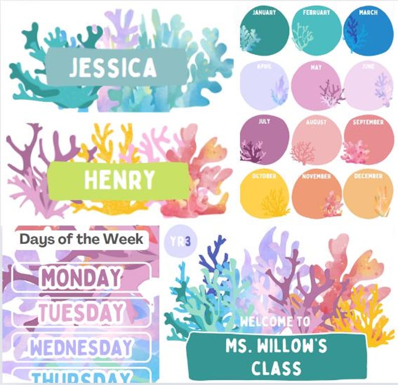Coral Reef Theme Classroom Bundle - Etsy