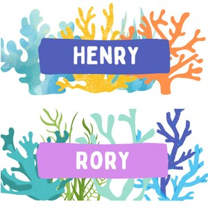 Coral Reef Themed Cute Student Name Tags / Bag Tags / Desk Labels ...