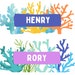 Coral Reef Themed Cute Student Name Tags / Bag Tags / Desk Labels ...