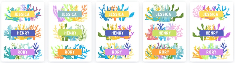 Coral Reef Themed Cute Student Name Tags / Bag Tags / Desk Labels ...