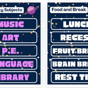 Space Theme Class Daily Schedule - Customisable Canva Template - Etsy