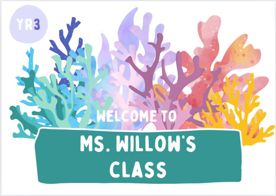 Coral Reef Theme Class Sign / Welcome Sign - Customisable Canva ...