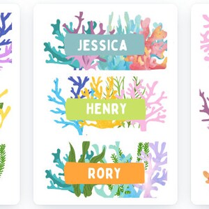Coral Reef Themed Cute Student Name Tags / Bag Tags / Desk Labels ...