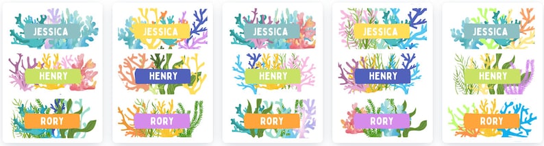Coral Reef Themed Cute Student Name Tags / Bag Tags / Desk Labels ...