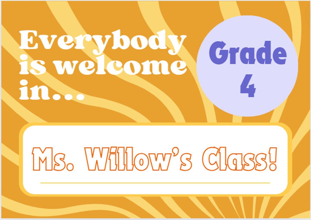 Sunny 70s Class Sign / Welcome Sign - Customisable Canva Template - Etsy