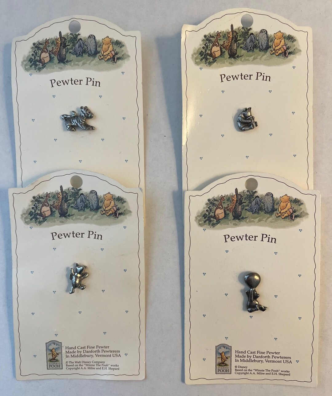 Vintage Winnie the Pooh Lapel Pins by Danforth Pewterers - 1990s, Set ...