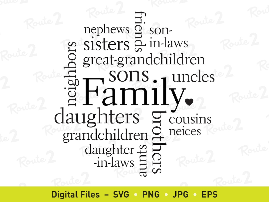 Family SVG / Family Members SVG / Word Collage / Love / SVG File / Jpg ...