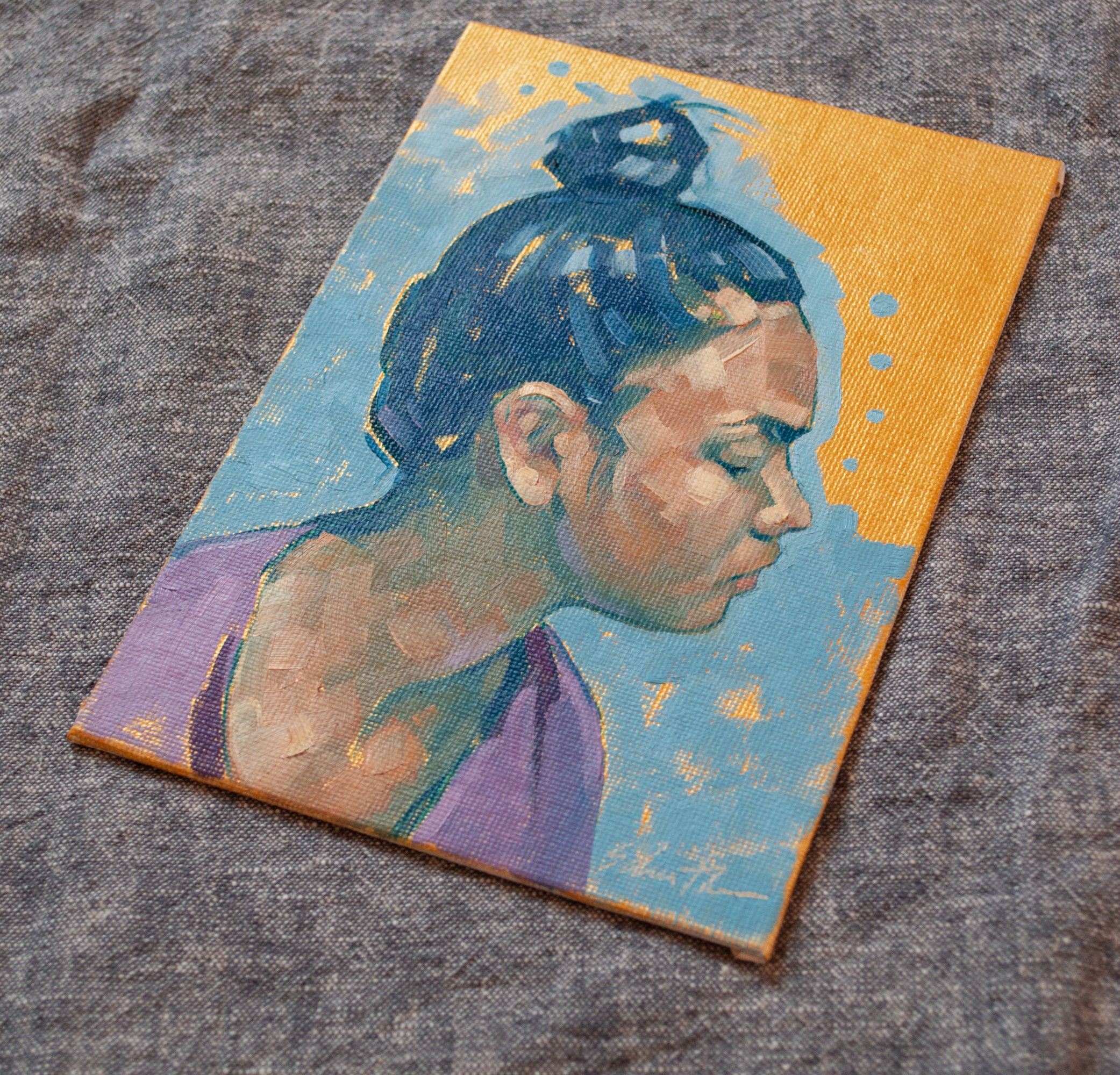 Original Oil Painting, Profile Portrait, Contemporary Painting - "head ...