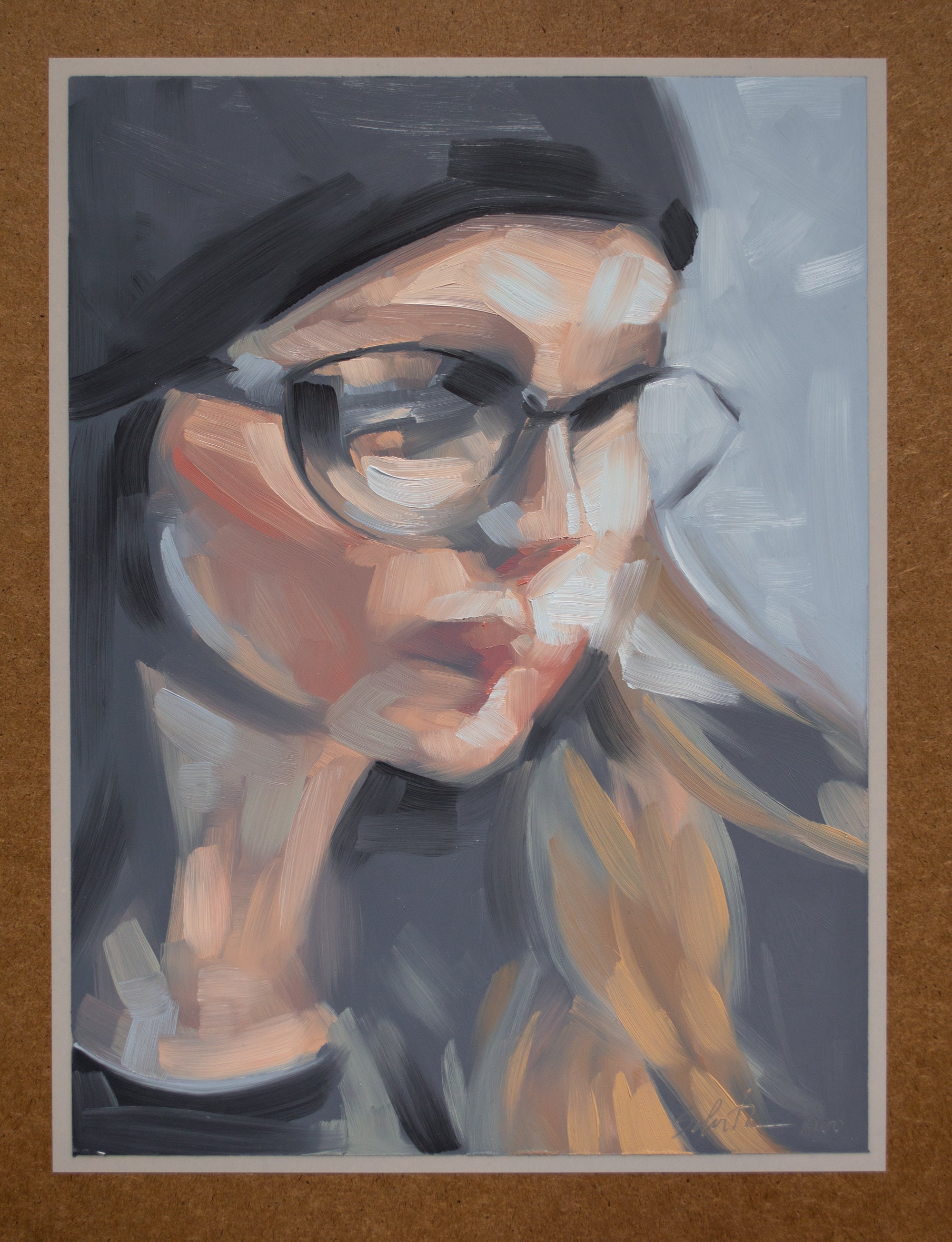 Original Oil Painting, Portrait Painting With Glasses, Loose Painting ...