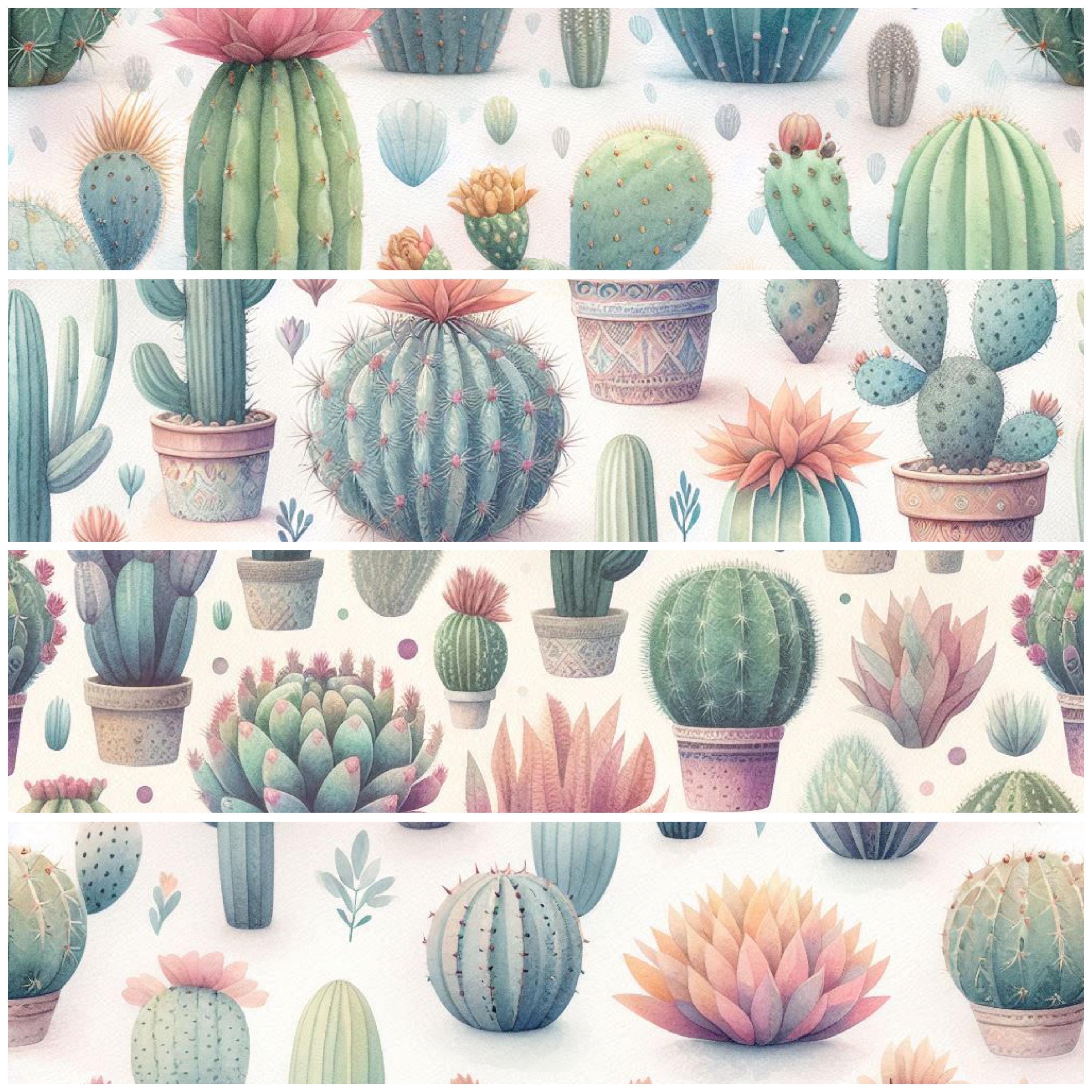 Digital Paper Cactus Cacti 4 Pack Different Designs Watercolour ...