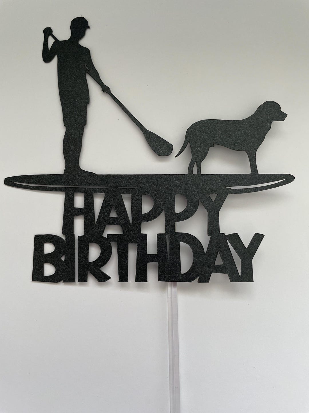 Cake Topper Happy Birthday Paddle Boarding Lab Dog Cake Topper ...