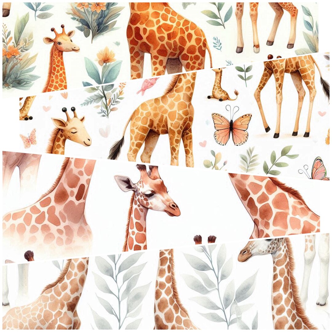 Digital Paper Giraffes 5 Pack Different Designs Watercolour Wallpaper ...