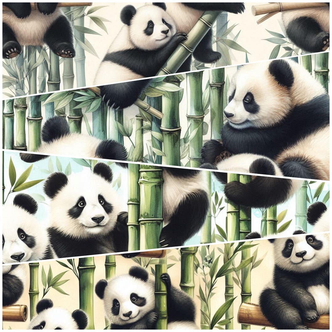 Digital Paper Panda 4 Pack Different Designs Watercolour Wallpaper ...