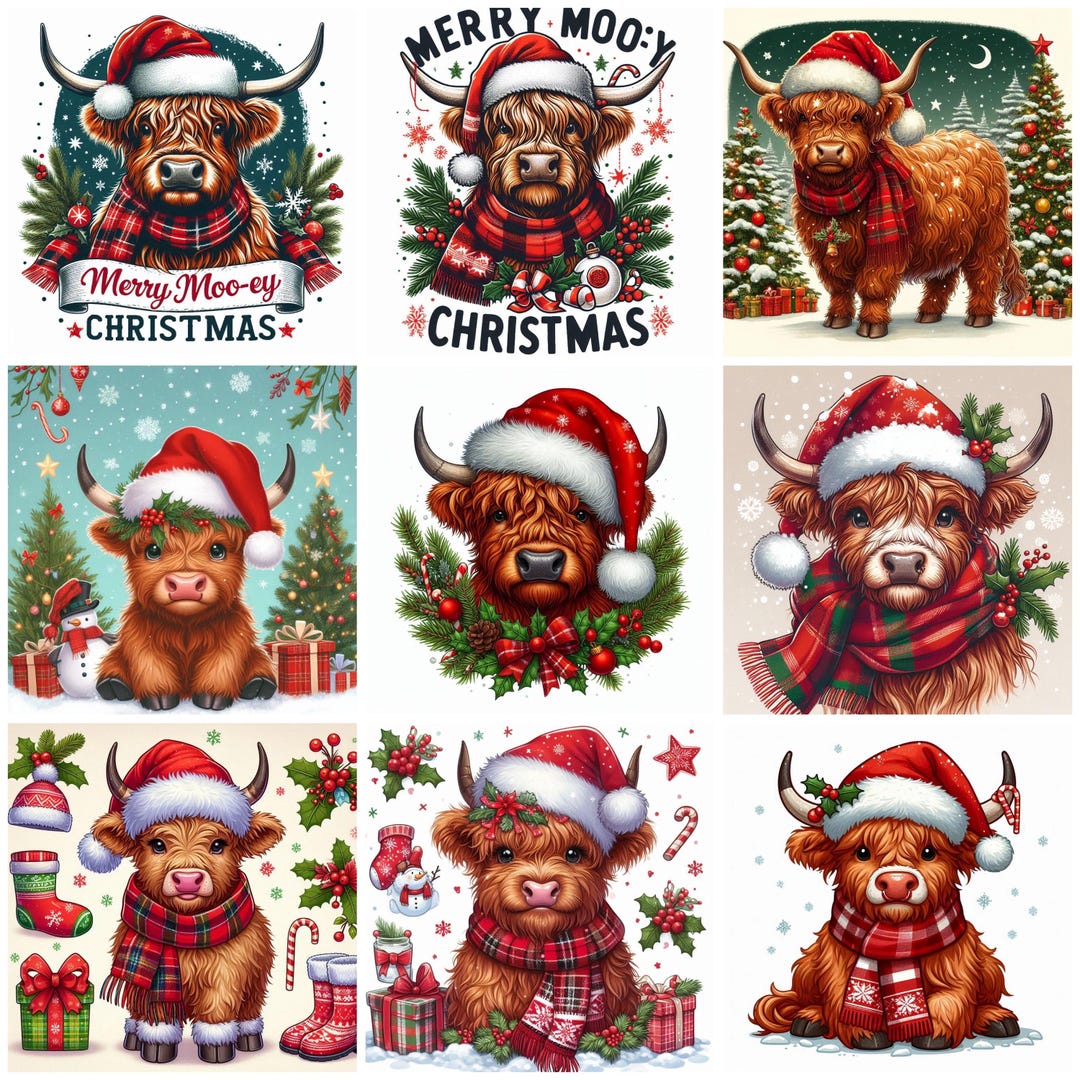 Digital Download for Christmas Highland Cow Card Making, Junk Journal ...