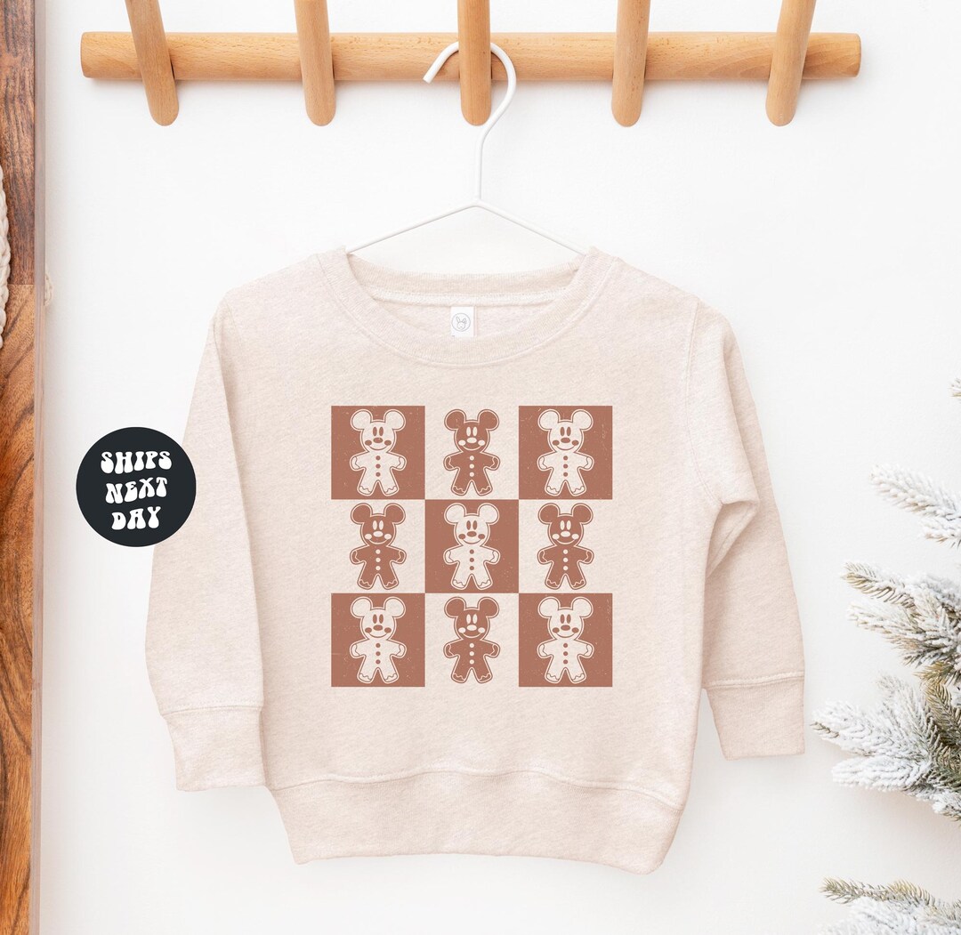 Retro Disney Checkered Gingerbread Sweatshirt Mickey Gingerbread ...
