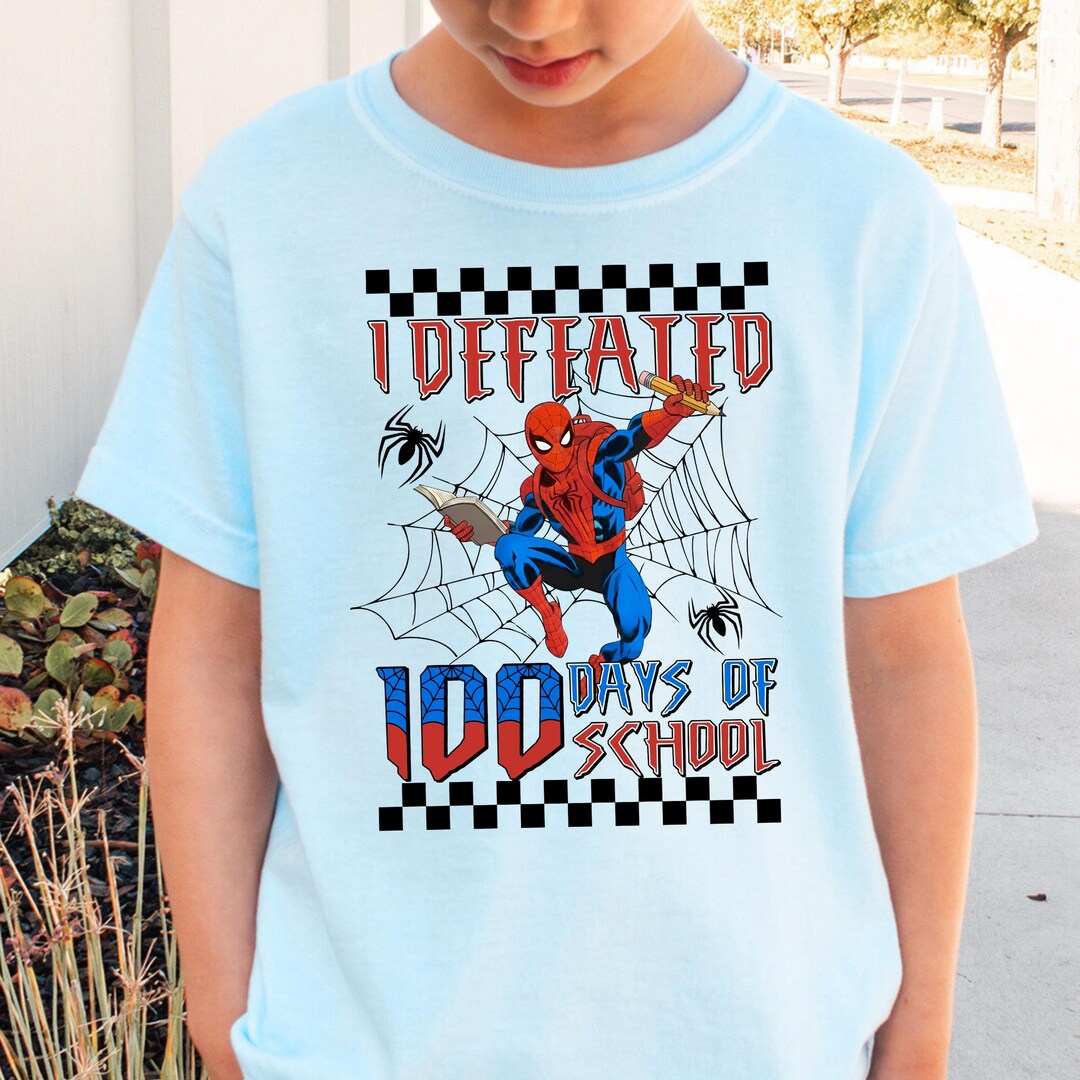 Spider 100 Days of School Shirt Boys I Defeated 100 Days of School ...