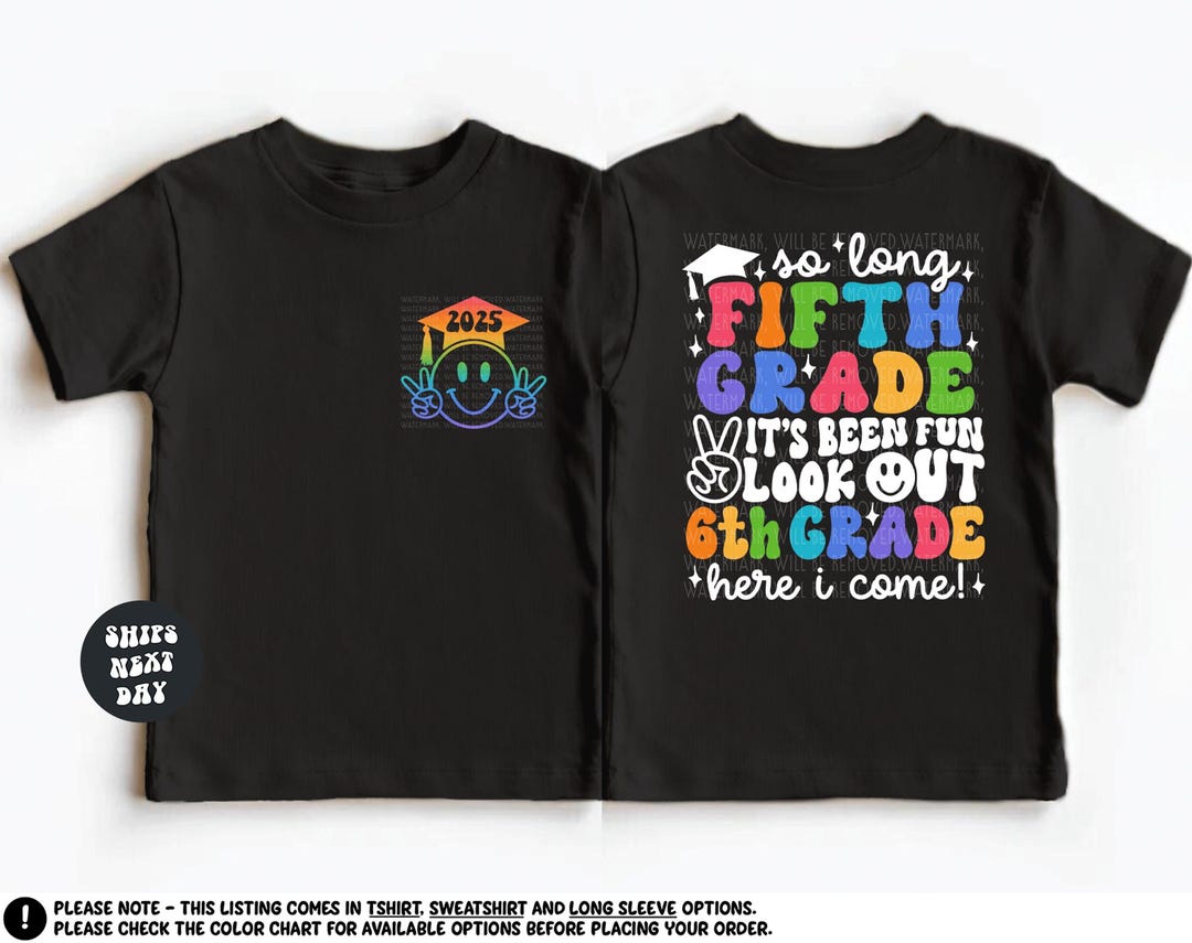 5TH GRADE Graduation Shirt Last Day of School Tee Kids T-shirt Fifth ...