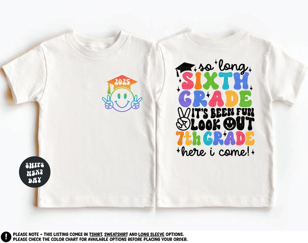 6TH GRADE Graduation Shirt Last Day of School Tee Kids T-shirt Sixth ...