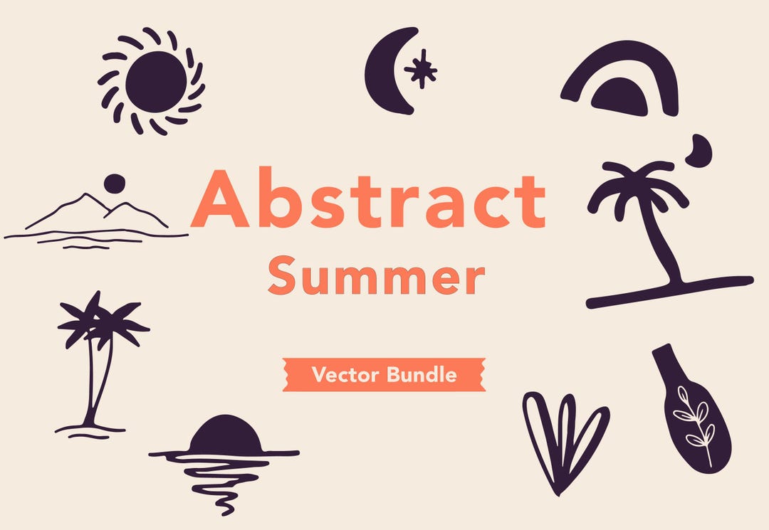 Abstract Summer Clip Art - Abstract Tropical Illustration - Summer Line ...