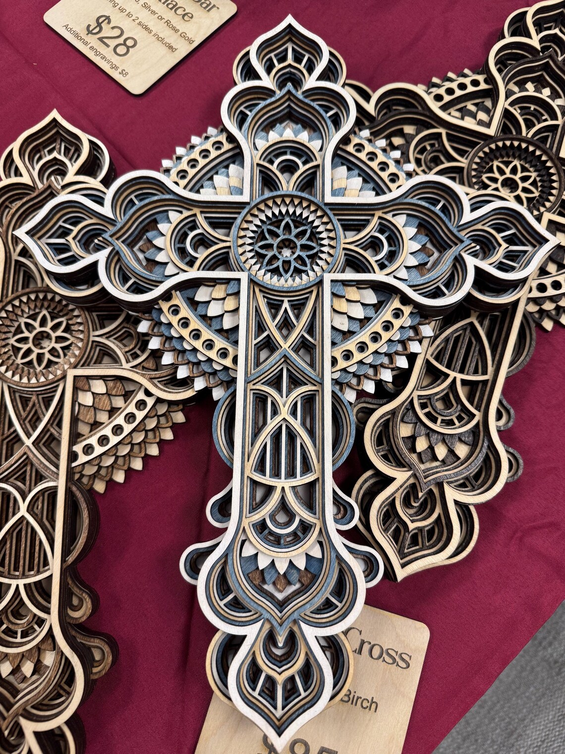 3D Layered Mandala Cross - 7 Layered Wood Art Decor | Hand Painted and ...