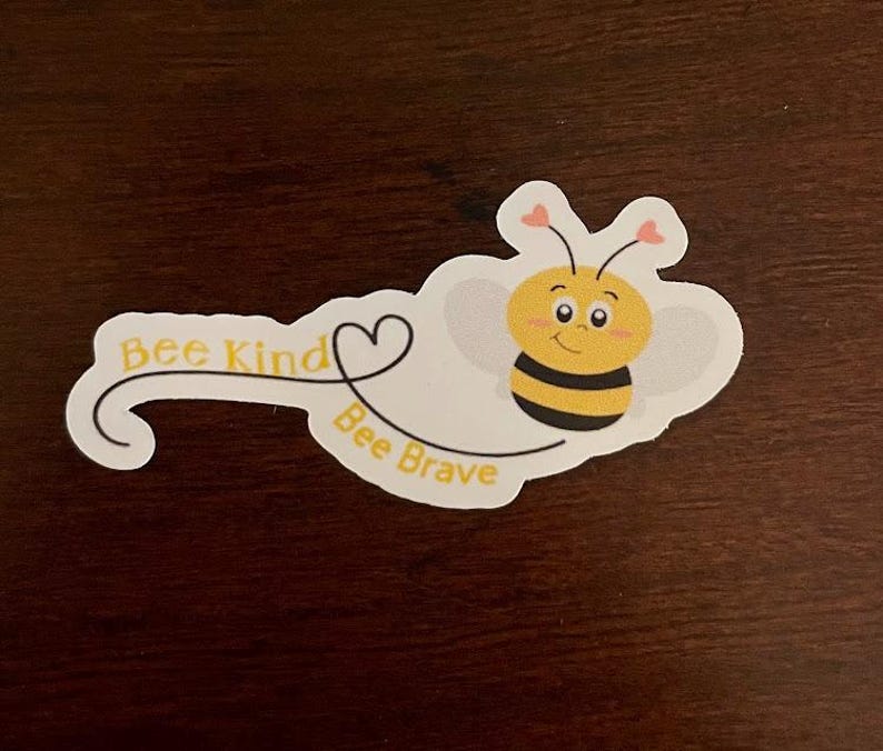 Bee Stickers - Bee Kind, Bee Happy, Bee Brave - Customizable Quotes ...
