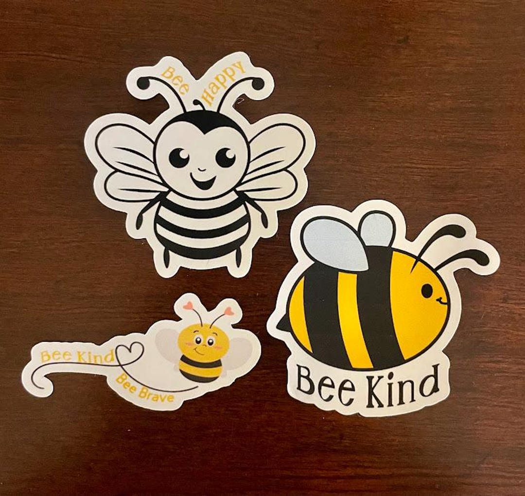 Bee Stickers - Bee Kind, Bee Happy, Bee Brave - Customizable Quotes ...