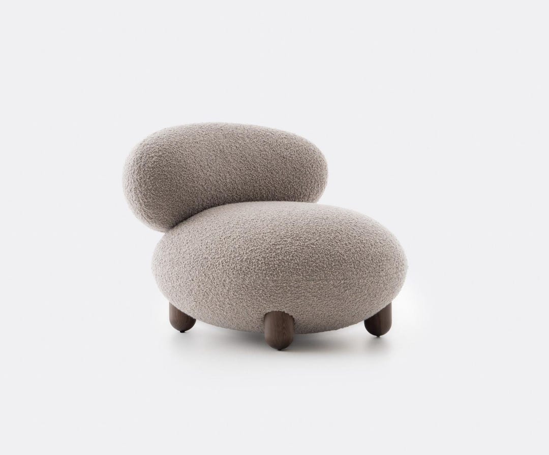 Sculptural Bouclé Accent Chair, Rounded Lounge Armchair, Modern ...