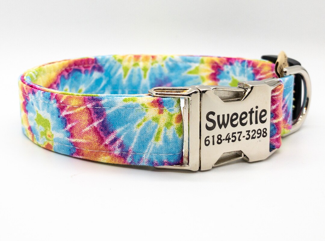 Pastel Tie Dye Dog Collar: USA Made Boho Collar, Optional Personalized ...