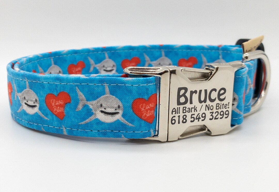 Love Bites! Shark Bite With Hearts on Ocean Blue Background - Boy or ...