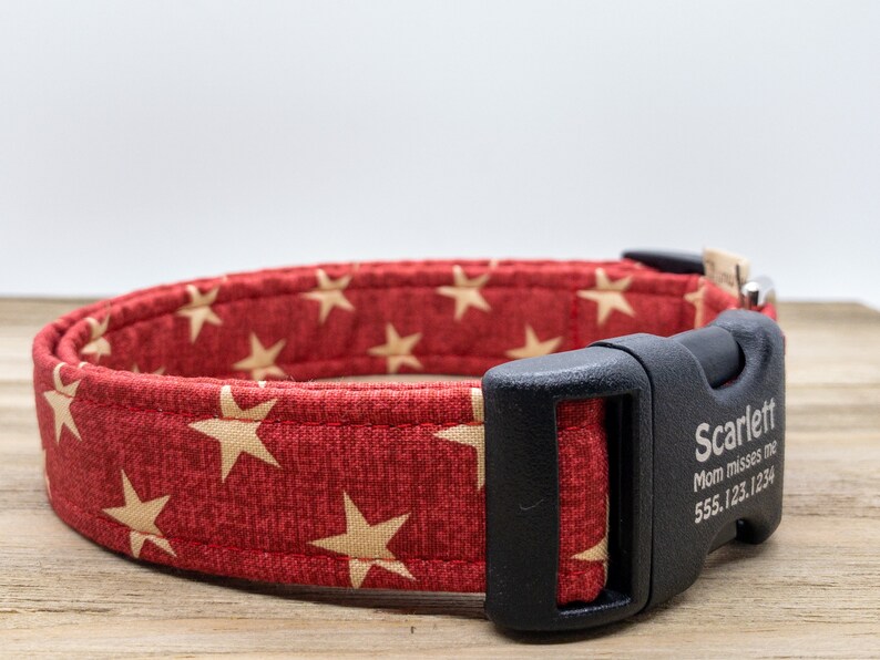 Americana Red Stars Patriotic Collar Girl or Boy Dog Collar | Etsy