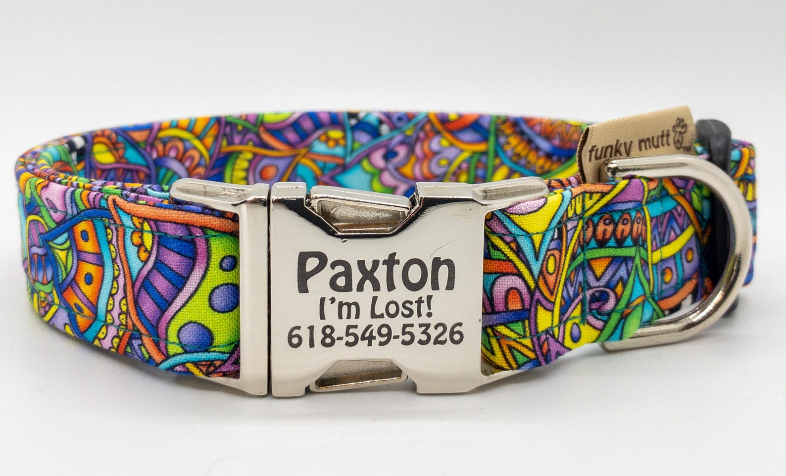 Boho Doodle Art Dog Collar Personalization Optional | Etsy