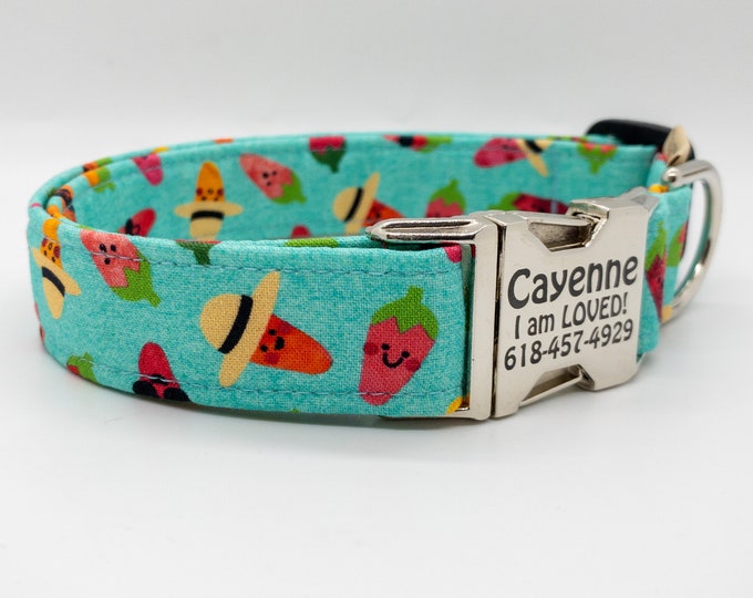Chili Peppers Ribbon Dog Collar - Etsy