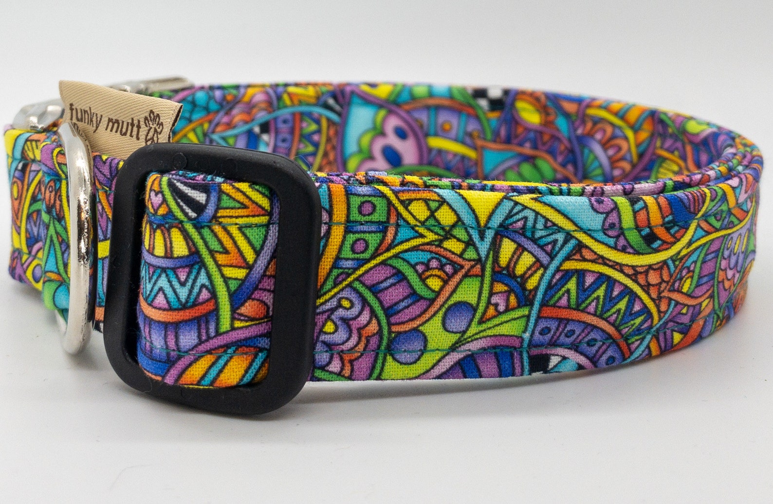 Boho Doodle Art Dog Collar Personalization Optional | Etsy