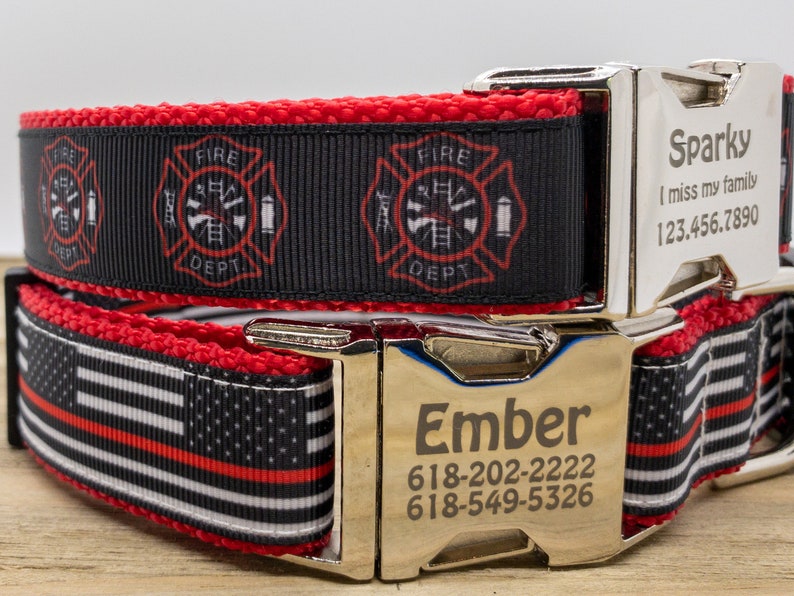 Personalized Firefighter Dog Collar Custom Laser Engraved | Etsy
