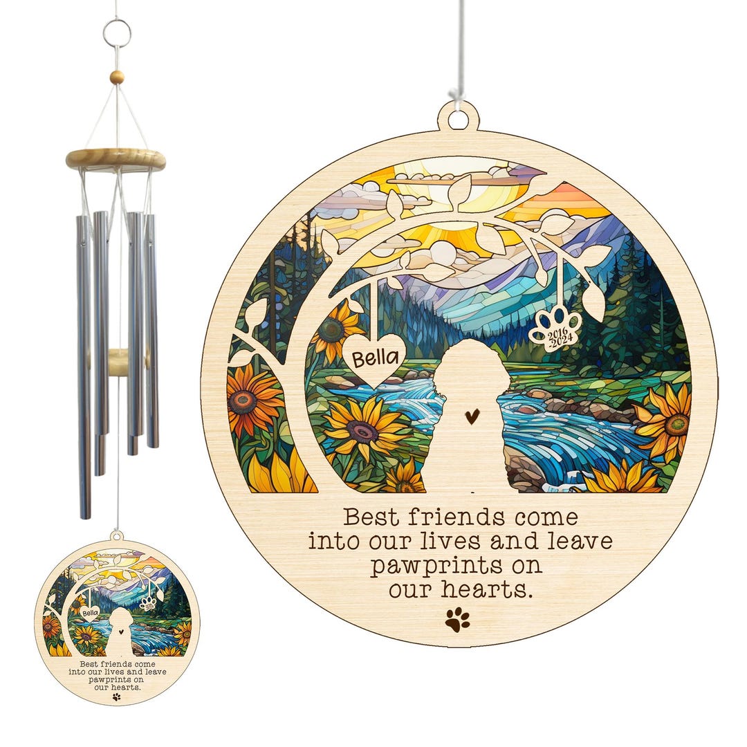 Personalized Cocker Spaniel Dog Memorial Wind Chimes Tree With Crescent ...