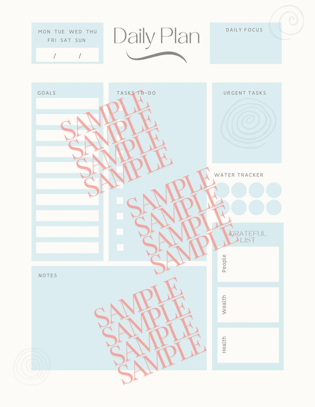 Daily Planner Digital Download to Print Preppy Daily Goals Goal ...