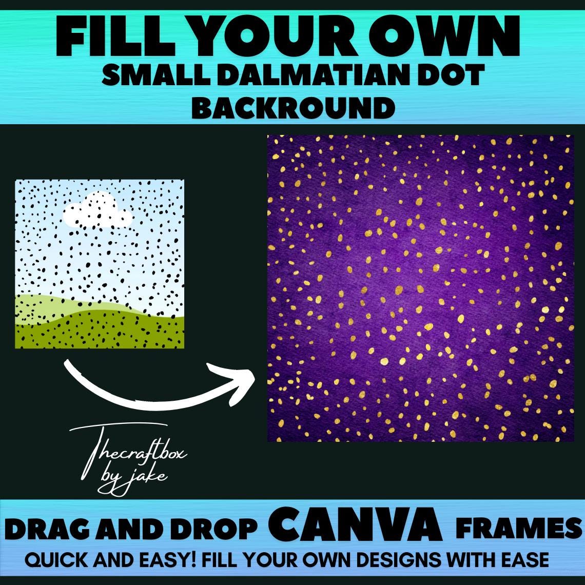 Small Dalmatian Dot Background Canva Frame Editable Template, Create ...