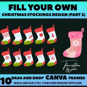 Christmas Stockings Canva Frame Bundle Part 2, Editable Template, 10 ...