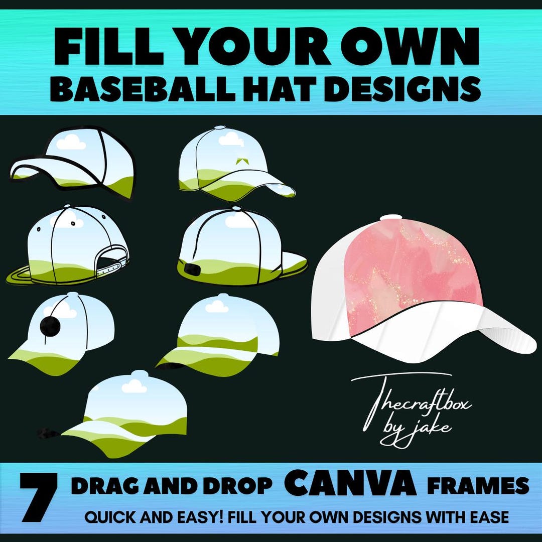 Baseball Cap Canva Frames Bundle, Create Your Own Baseball Cap ...