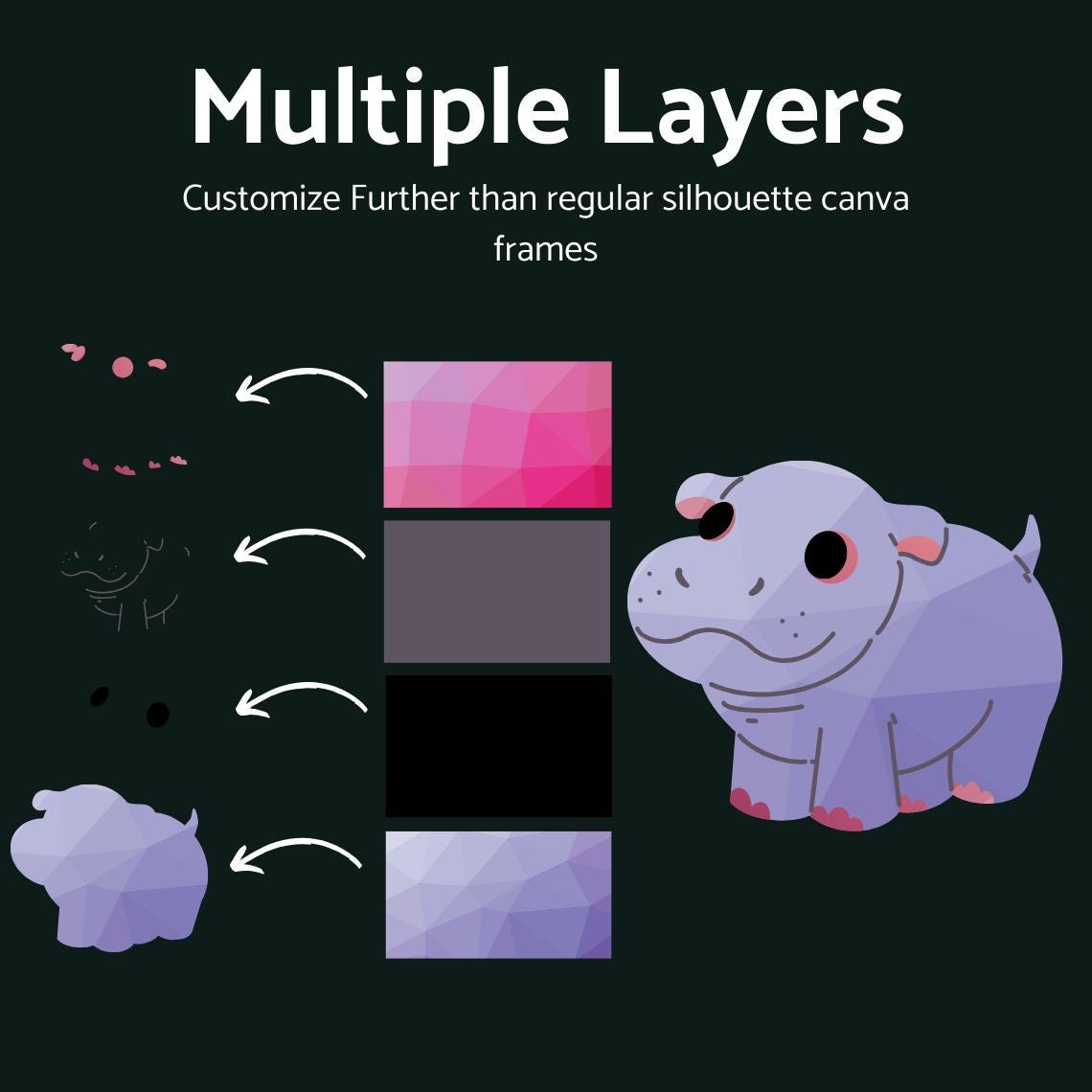 Baby Hippo Moo Deng Canva Frames Bundle, Create Your Own PNG, 10 Drag ...