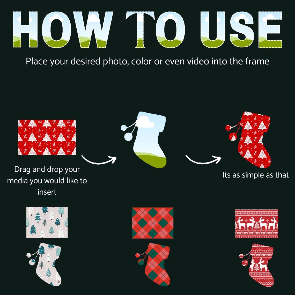 Christmas Stockings Canva Frame Bundle | Editable Template | 22 Easy ...