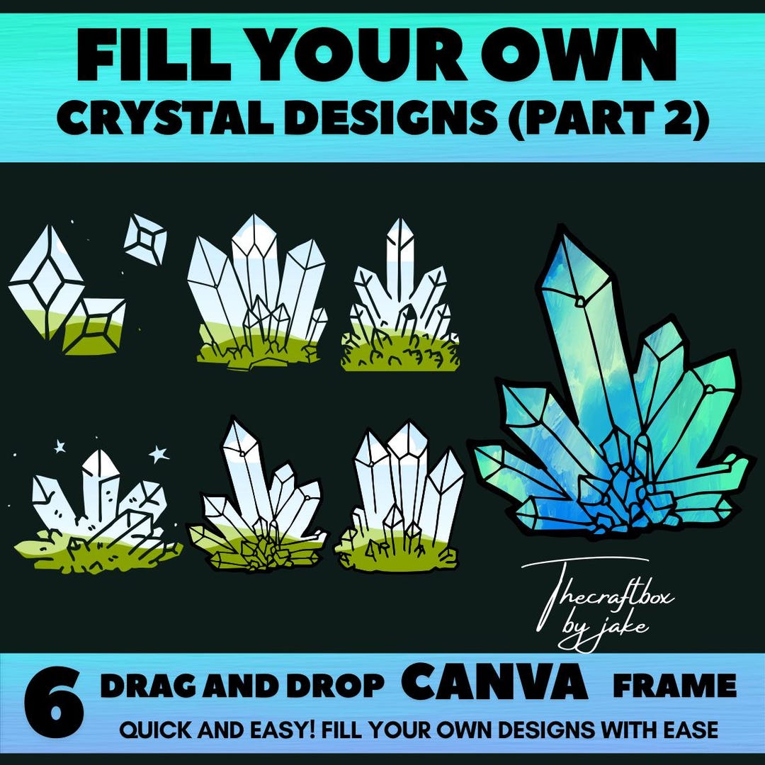 Mystic Crystal Canva Frames Bundle Part 2, 6 Drag & Drop Frames, Make ...