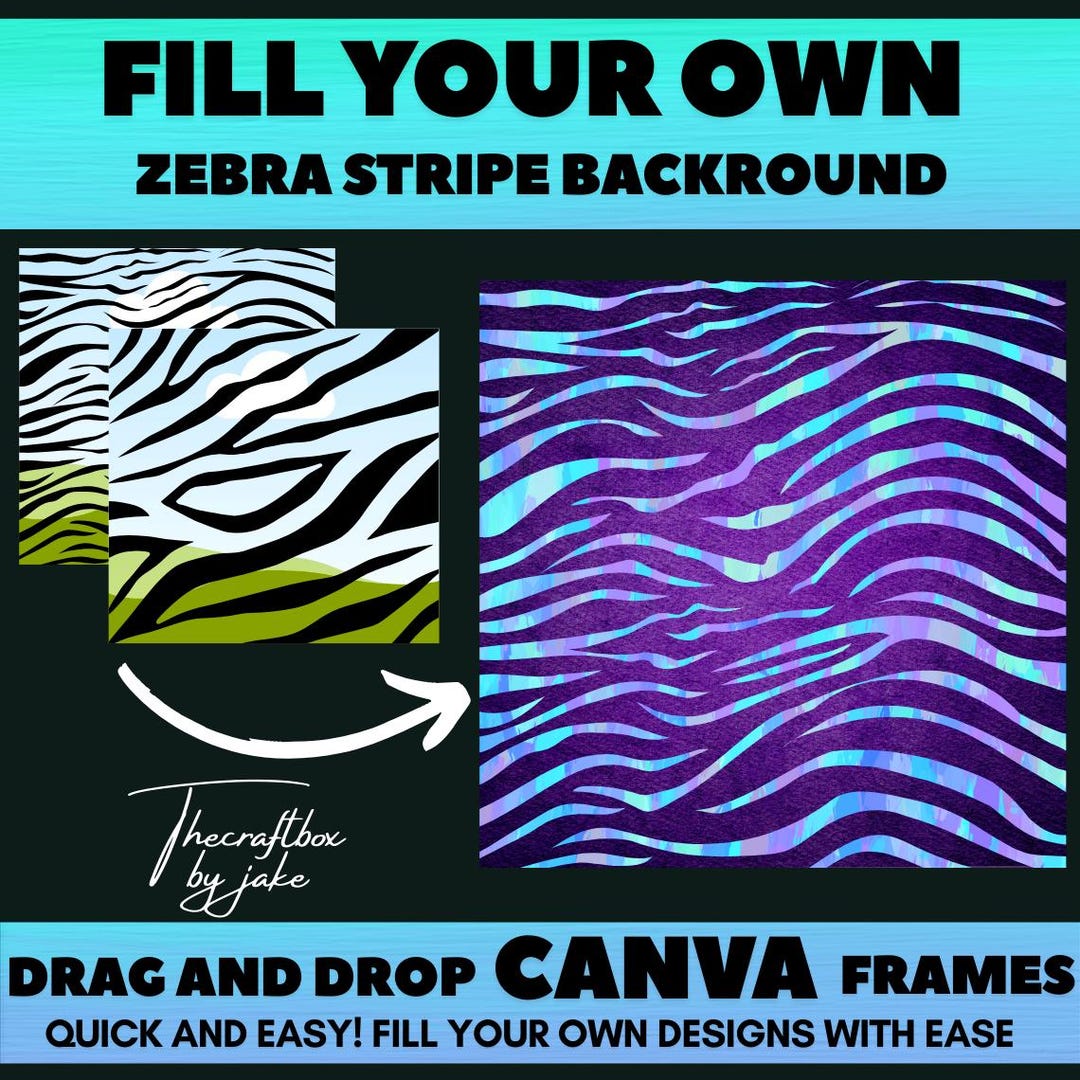 Zebra Stripe Backround Canva Frame, Editable Template, Acrylic Paint ...