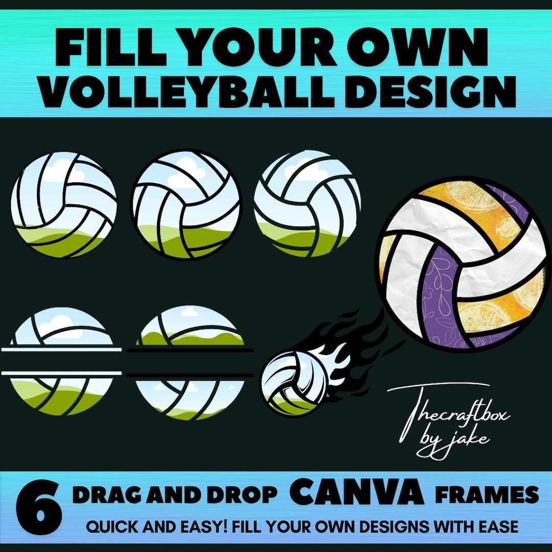 Volleyball Canva Frame Templates , 6 Drag and Drop Canva Frames, Create ...