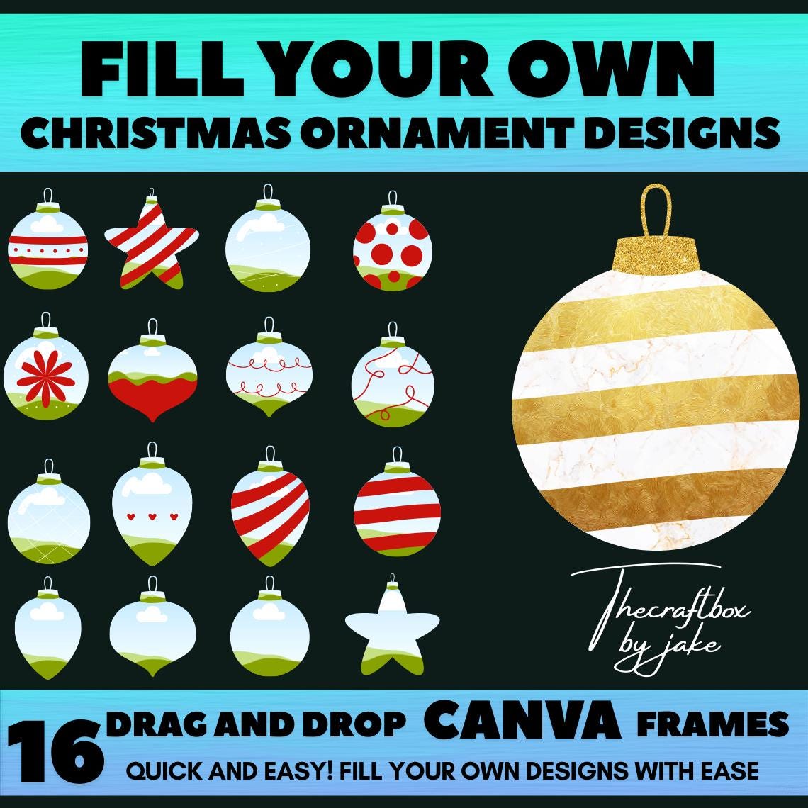 Christmas Ornament Canva Frames Bundle, Create Your Own Christmas ...