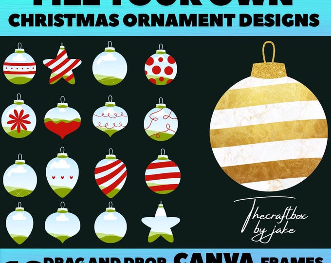 Christmas Ornament Canva Frames Bundle, Create Your Own Christmas ...