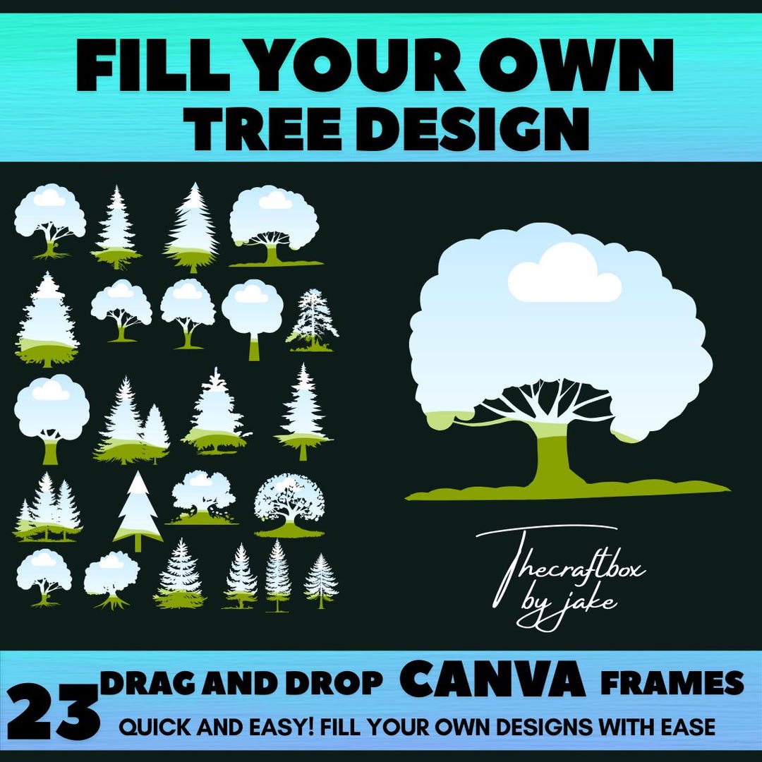 Tree Canva Frames Bundle | Editable Canva Templates | 23 Drag and Drop ...